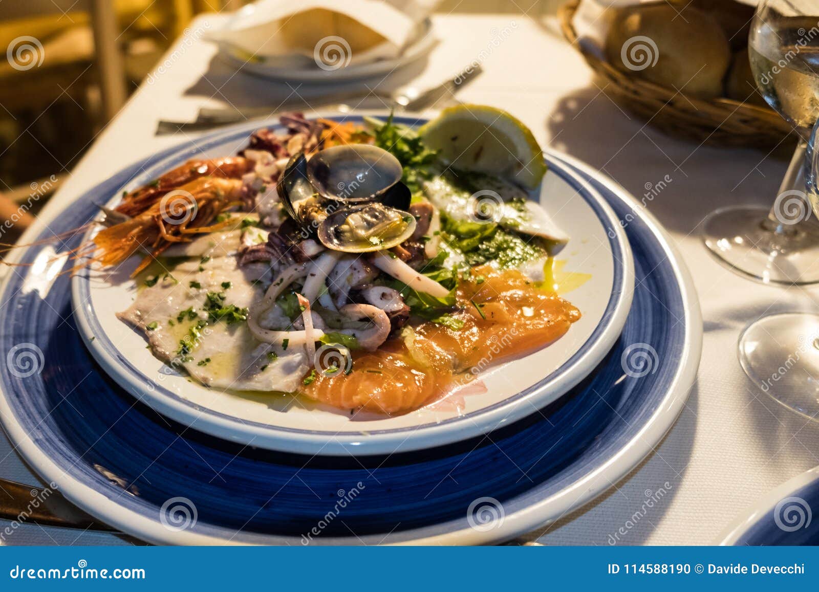 Italian fish starters stock photo. Image of delicious - 114588190