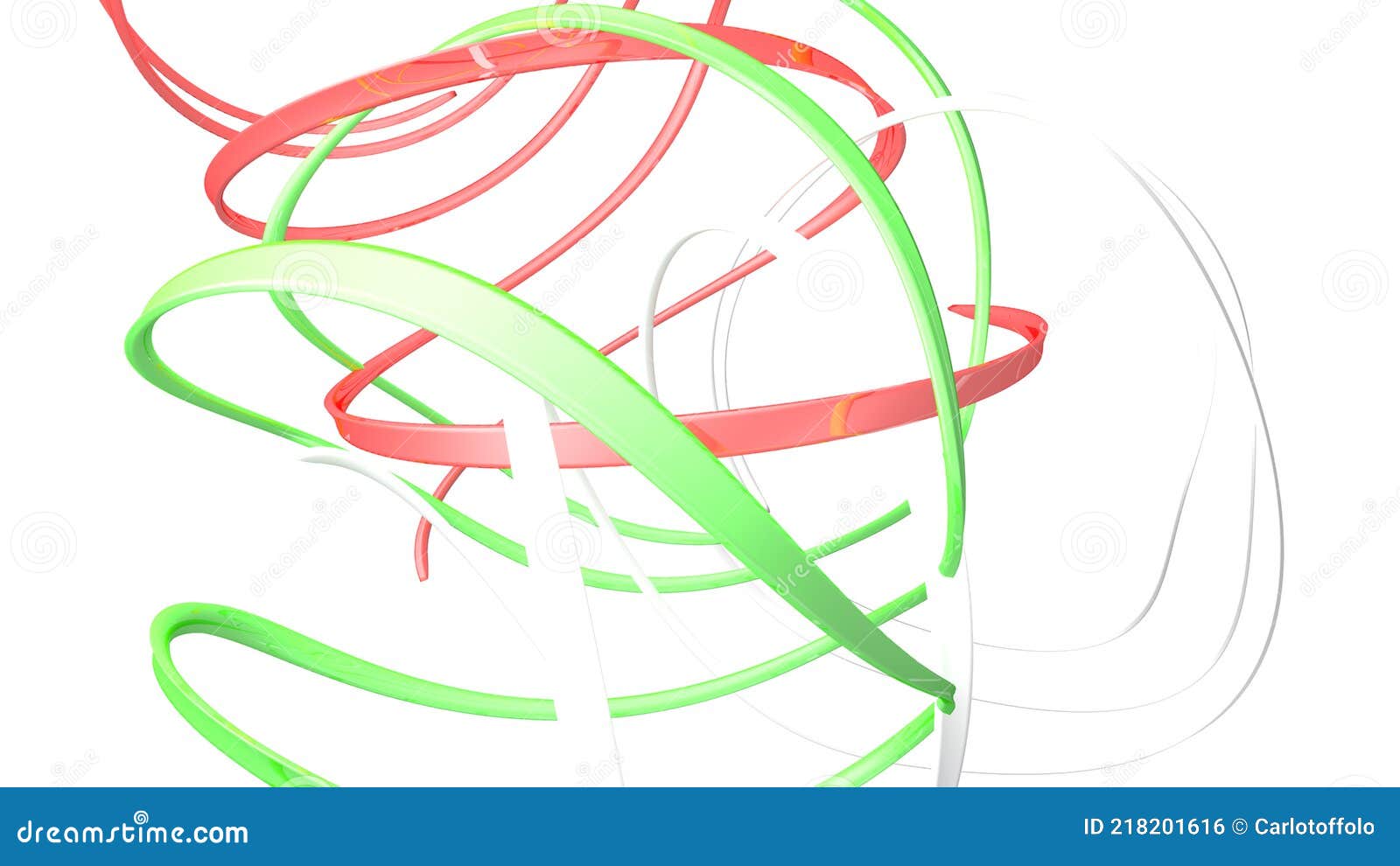 Italian Flag Abstract Ribbons on White Background - 3D Rendering ...