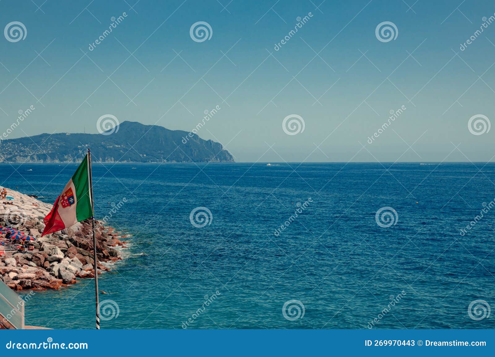 Italian Flag on the Beach of Mediterranean Sea Stock Image - Image of ...