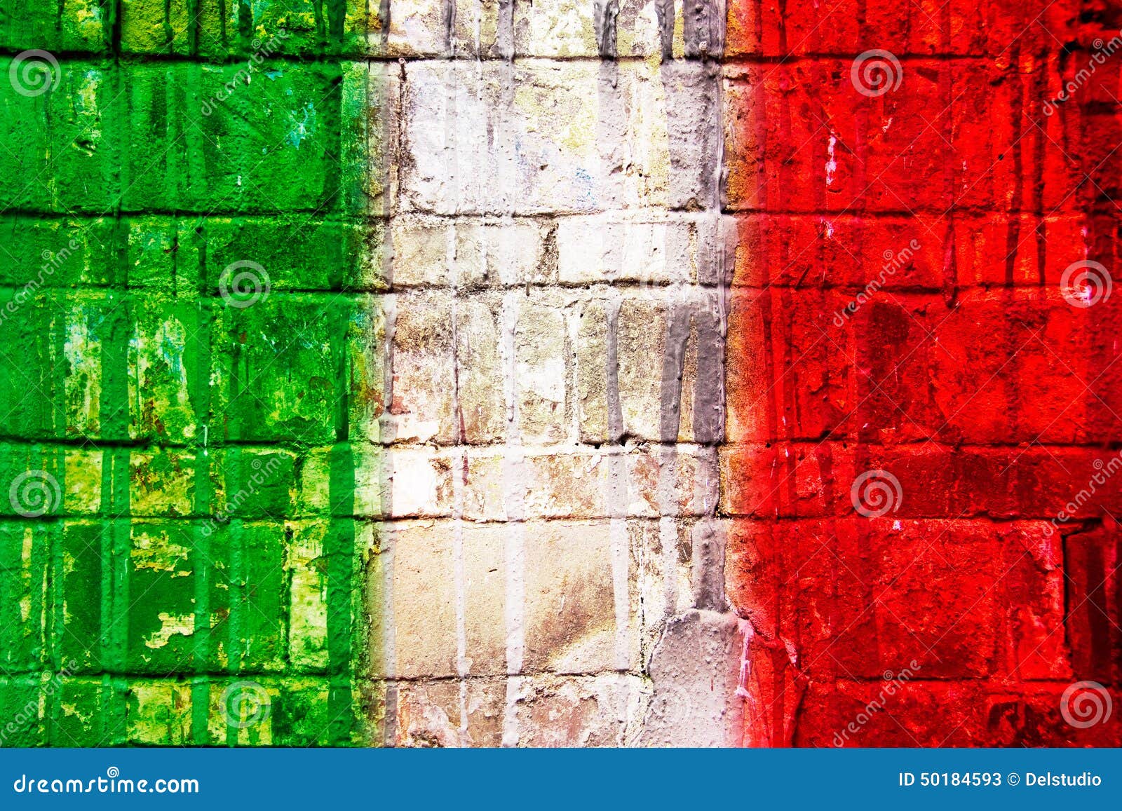 Italian flag, stock image. Image of wall, brick, symbol - 50184593