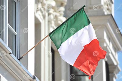 Italian flag on building stock image. Image of symbol - 6106693