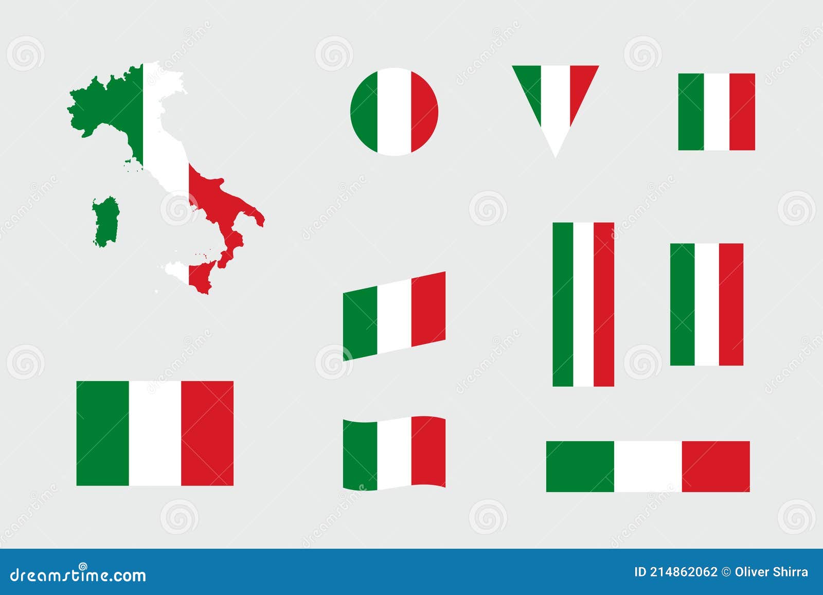 Italian Flag Icon Different Shapes Italy Map Vector Set Stock Vector ...