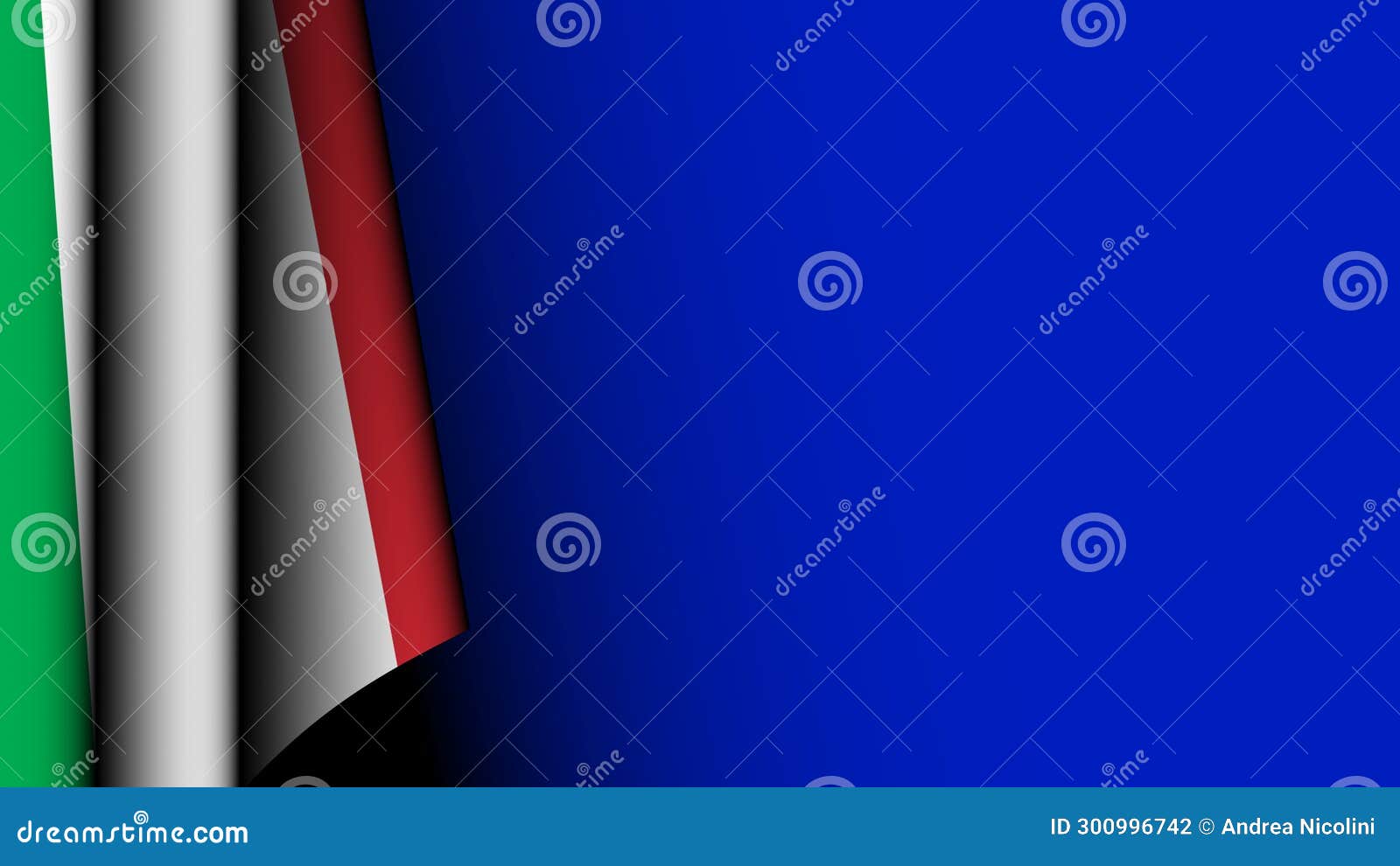 The Italian Flag on the Left, Against a Blue Background Stock Photo ...