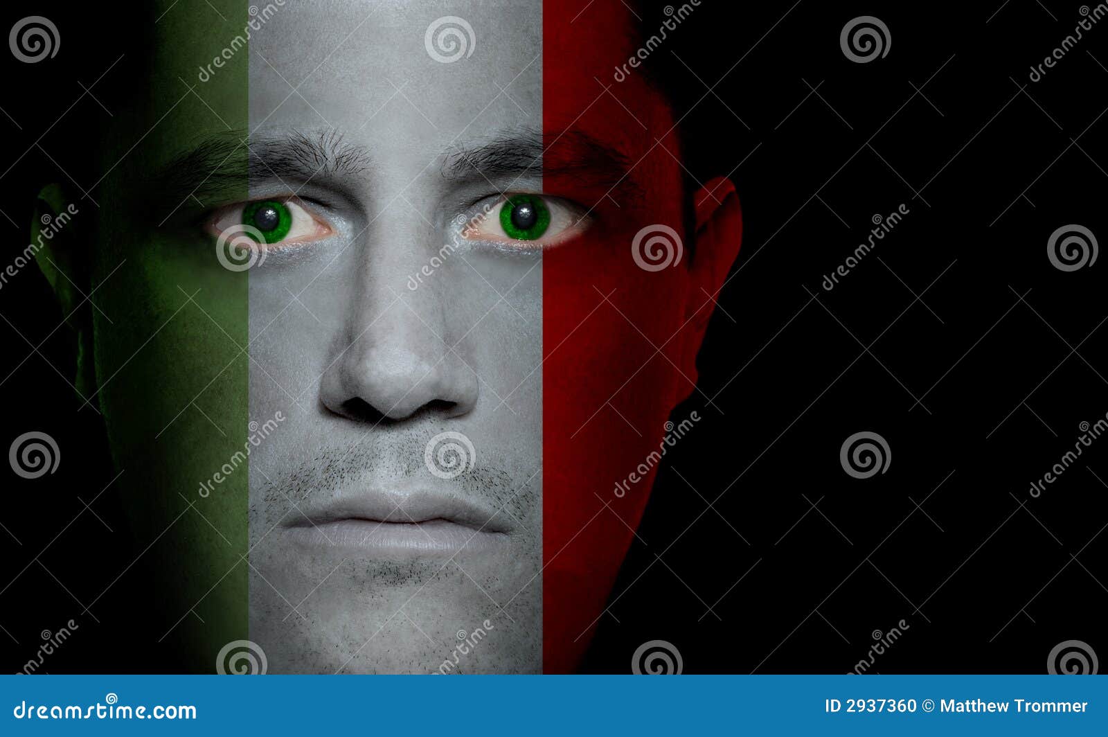 Italian Flag - Male Face stock photo. Image of glory, close - 2937360