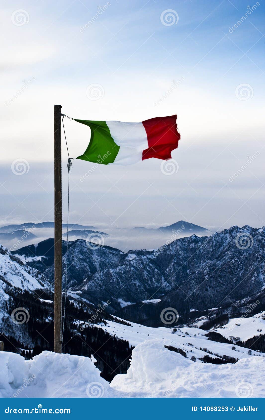 Italian flag in mountain stock image. Image of cloudy - 14088253
