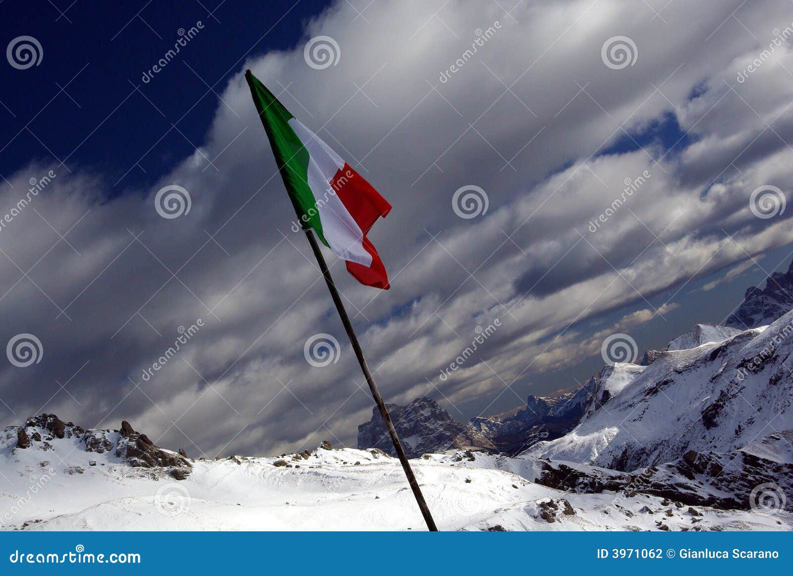 Italian Flag Over a Mountain Stock Photo - Image of alps, italian: 3971062