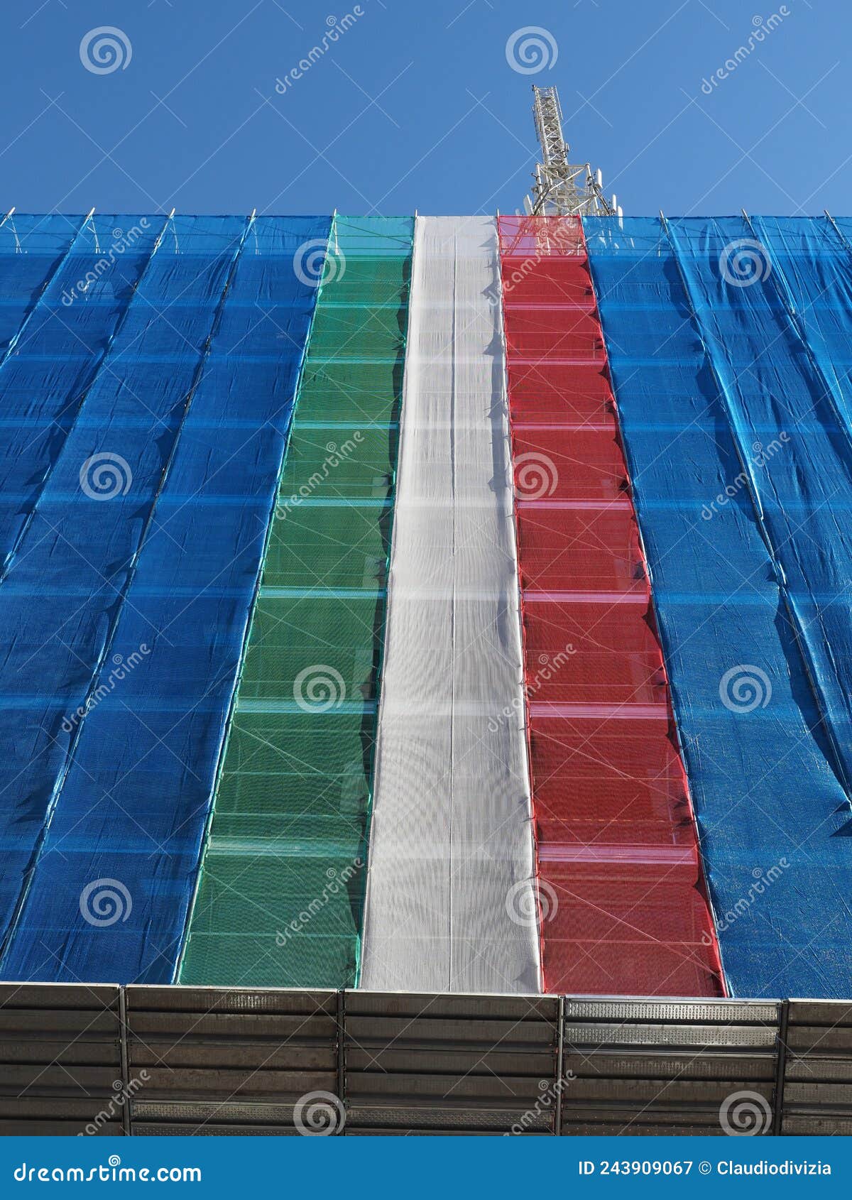 Italian Flag on Scaffolding Stock Image - Image of italian, building ...