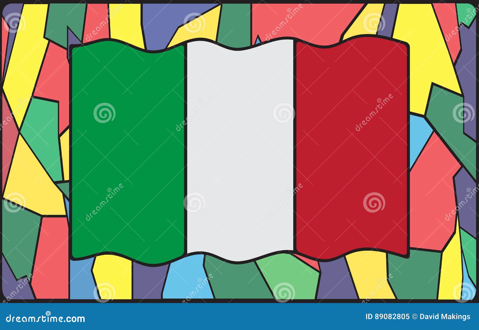 Italian Flag on Stained Glass Stock Illustration - Illustration of ...