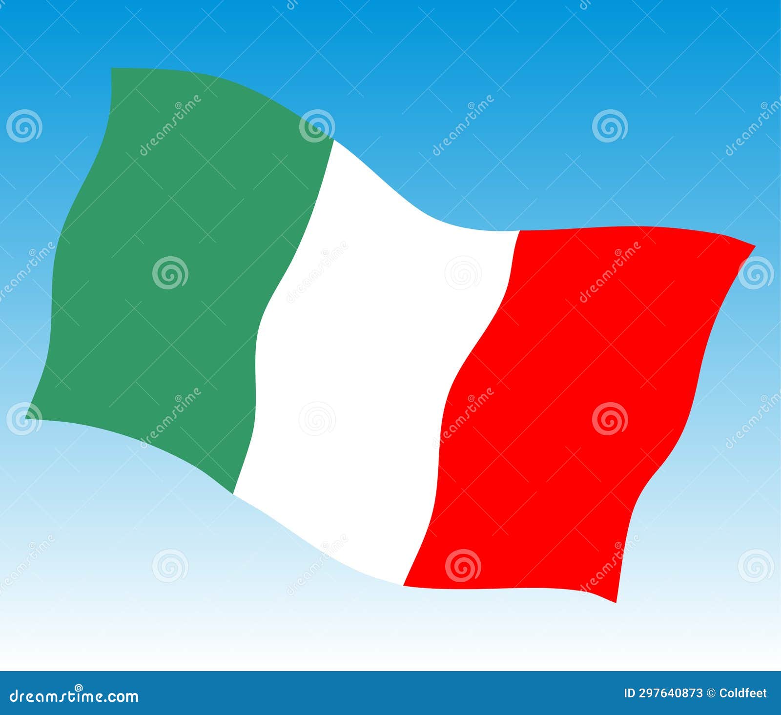 Italian Flag Waving on a Sky Blue Background Stock Vector ...