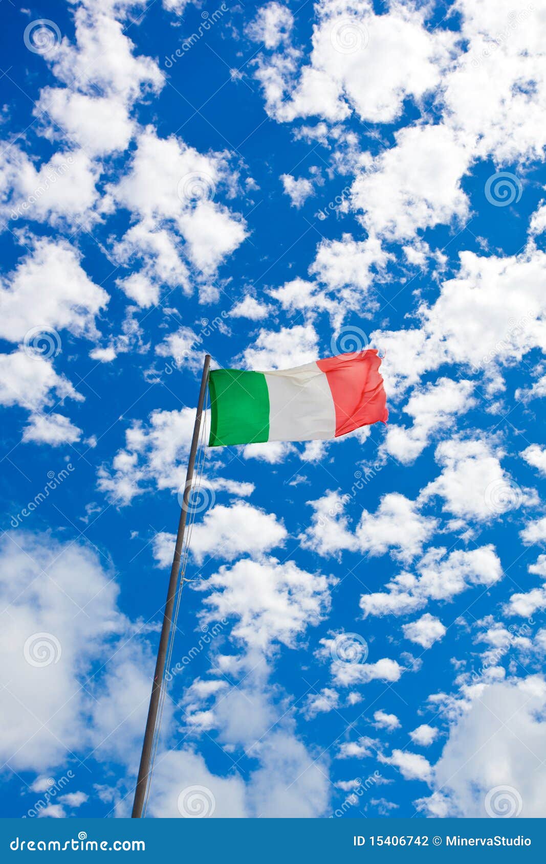 Italian Flag Waving in the Wind Over the Blue Sky Stock Photo - Image ...