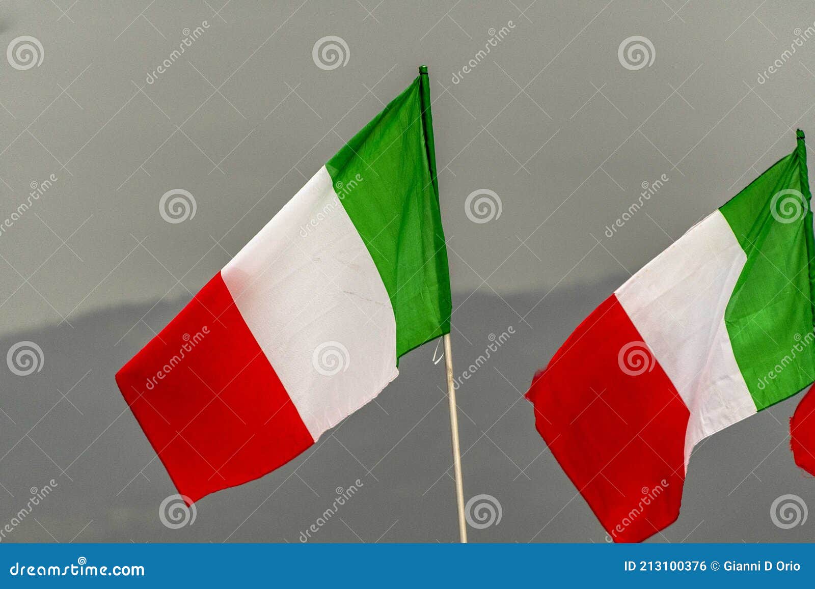 Italian Flags Flying in the Sky Stock Photo - Image of patriotic, green ...