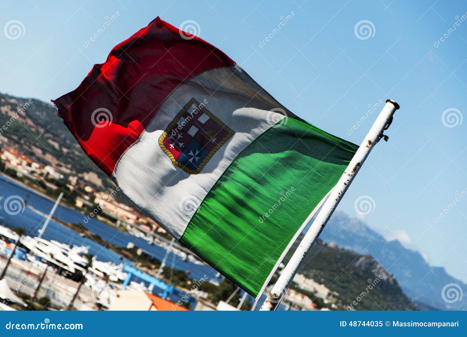 Italian flags on the ship stock image. Image of landing - 48744035