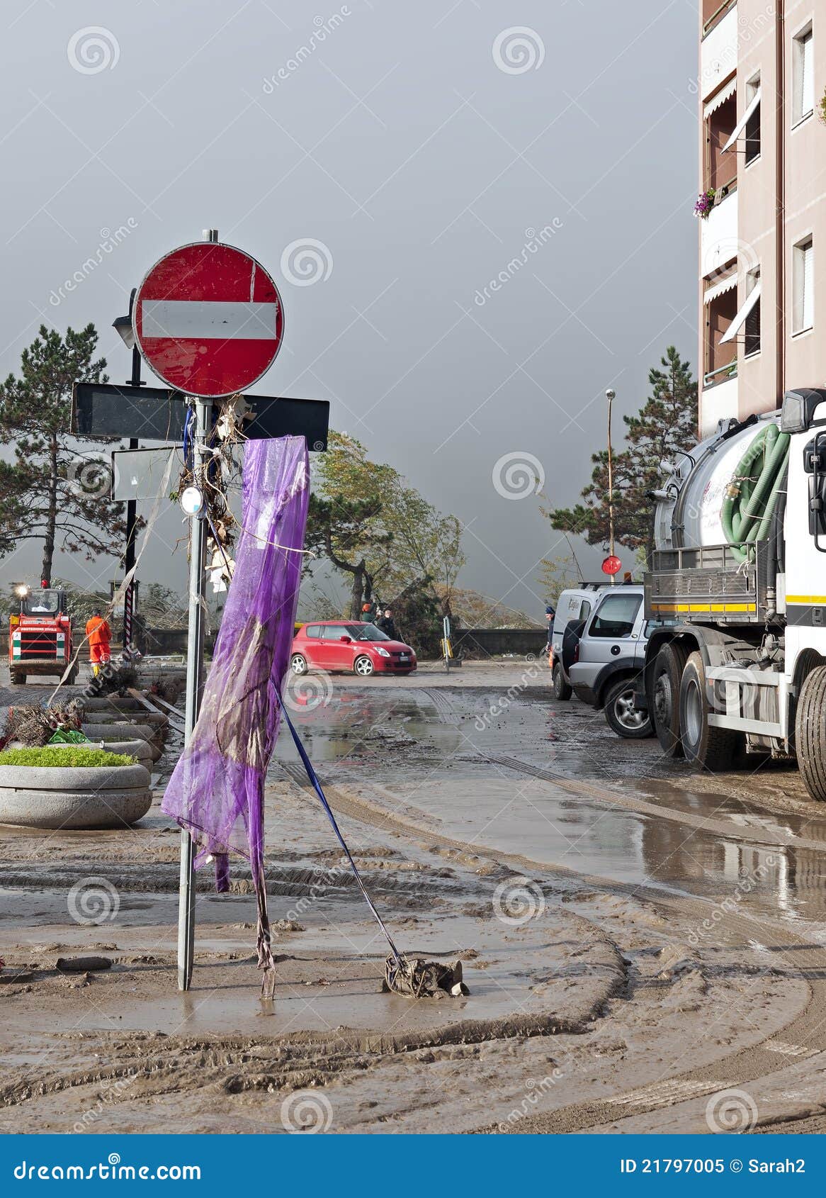 Italian Floods Aftermath - No Entry Road Sign Editorial Image - Image ...