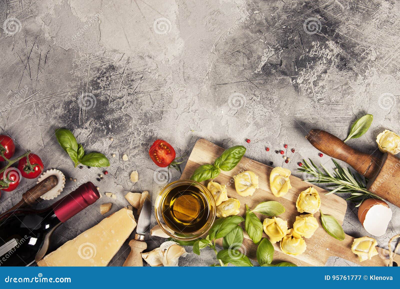 Italian Food Background. Slate Background with Space for Text Stock ...