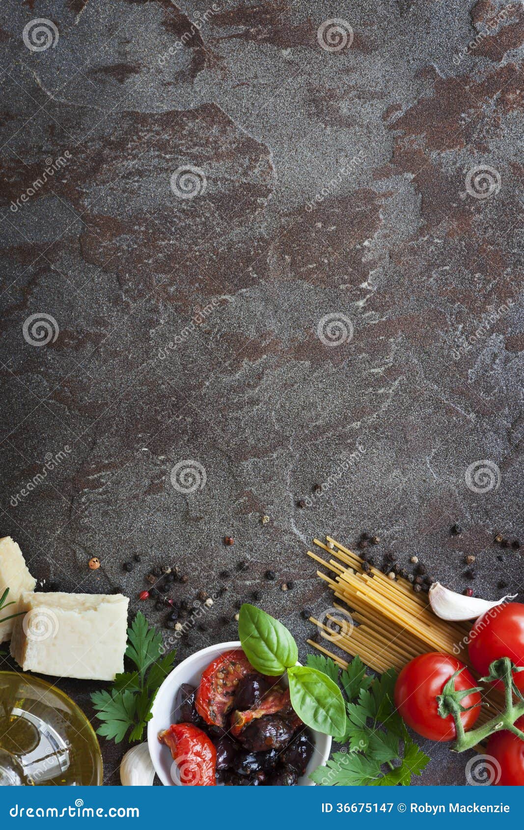 Italian Food Background with Space for Text Stock Image - Image of ...