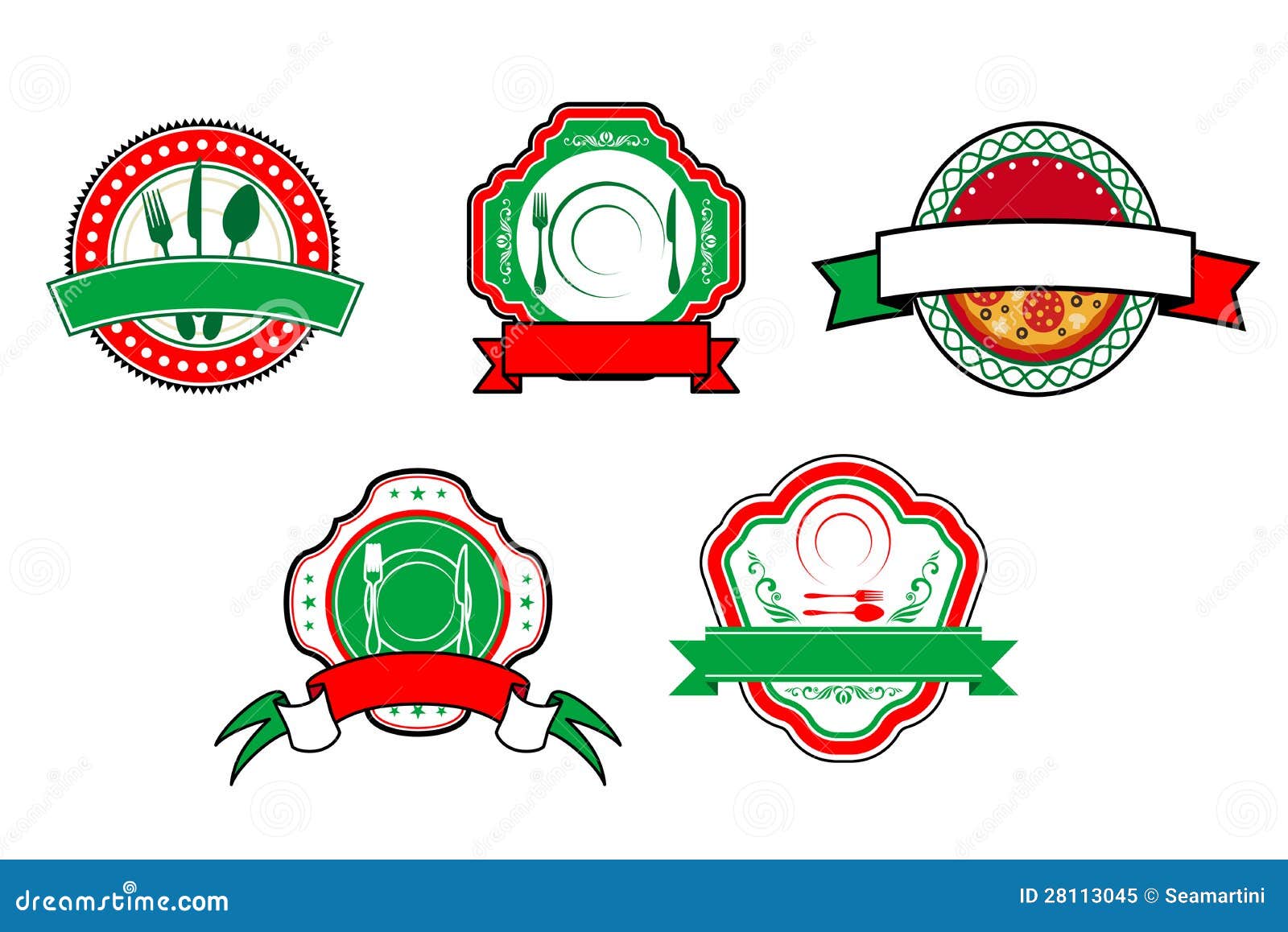 Italian Food Banners and Labels Stock Vector - Illustration of italian ...