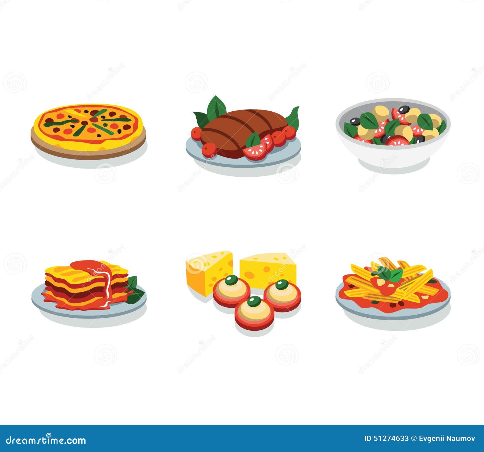 Italian Food Flat Vector Icon Stock Vector - Illustration of healthy ...