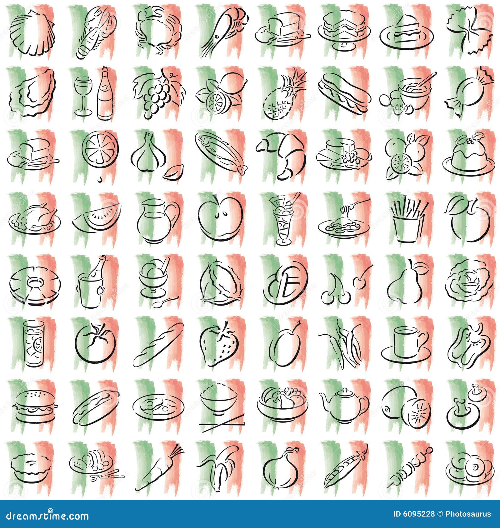 Italian food symbols stock vector. Illustration of food - 6095228