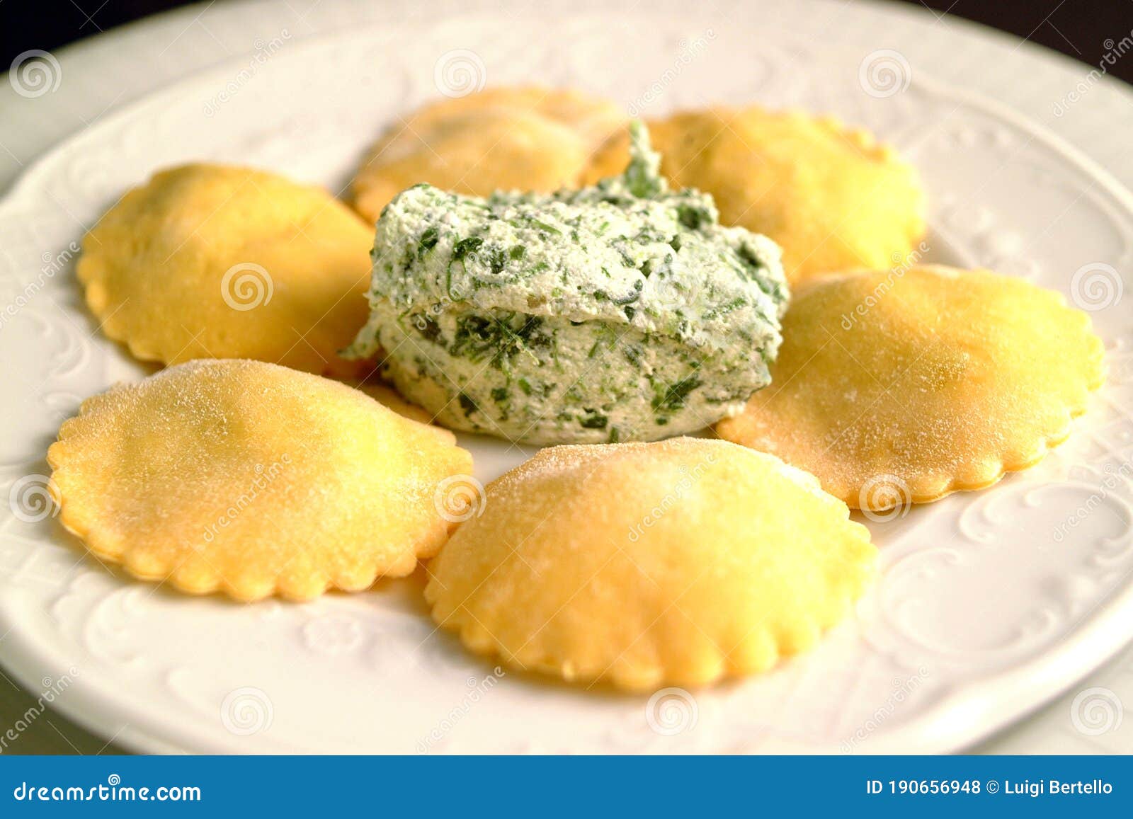 Italian Fresh Pasta Panzerotti Stuffed with Ricotta Cheese and Spinach ...