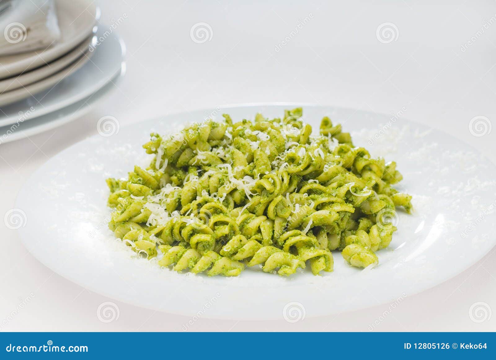 Italian Fusilli Pasta and Pesto Stock Photo - Image of dish ...