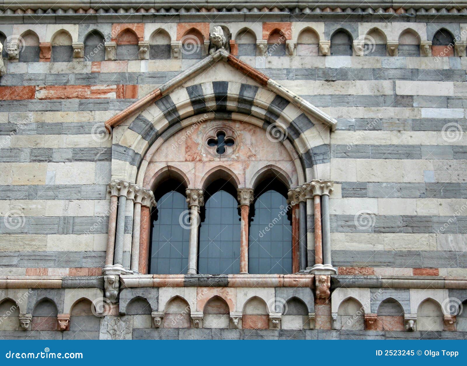 Italian Gothic Window in Como, Italy Stock Image - Image of marbles ...
