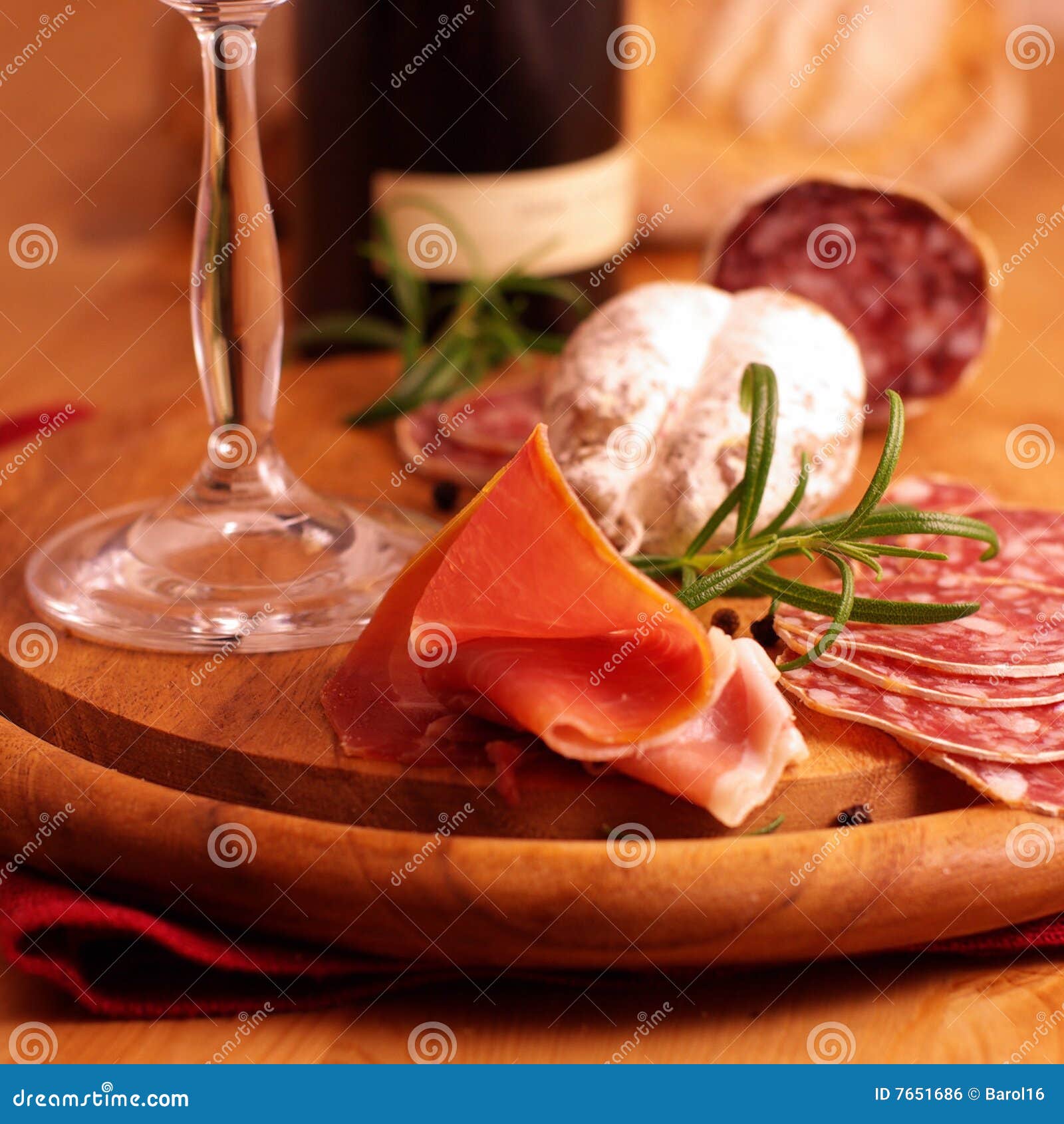 Italian ham and salami stock photo. Image of food, herbs - 7651686