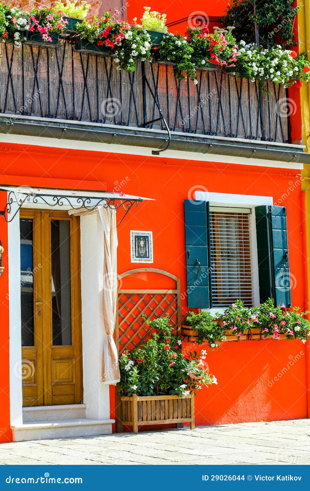 Italian House with Orange Front Stock Photo - Image of door, outdoor ...