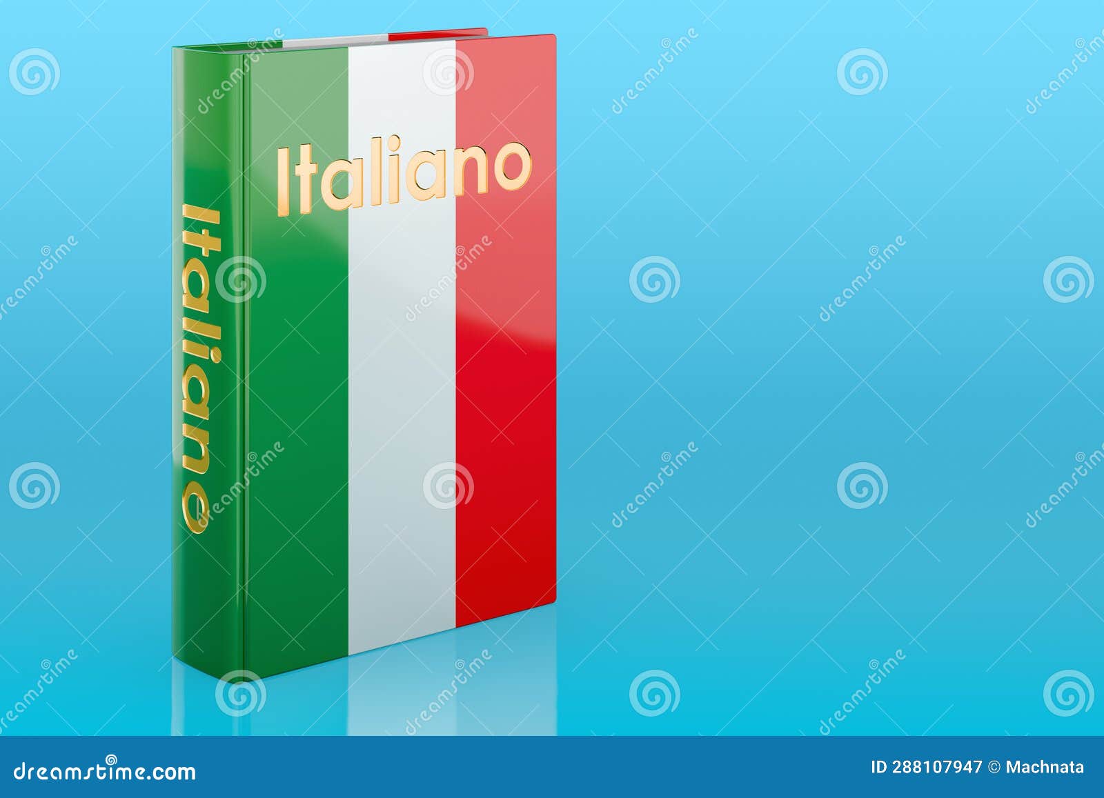 Italian Language Course. Italian Language Textbook on Blue Backdrop. 3D ...