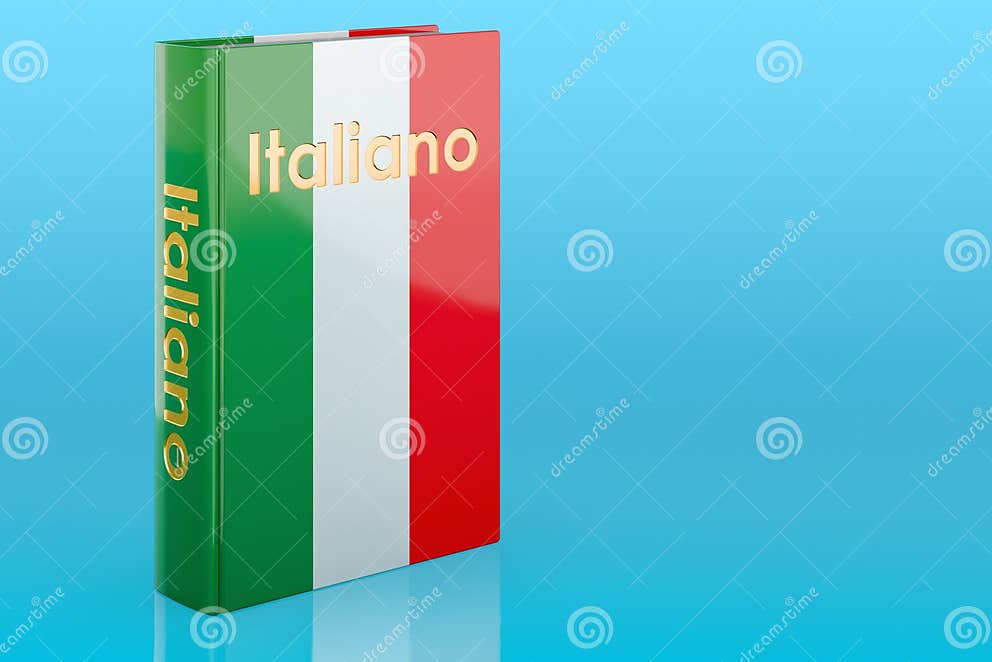 Italian Language Course. Italian Language Textbook on Blue Backdrop. 3D ...