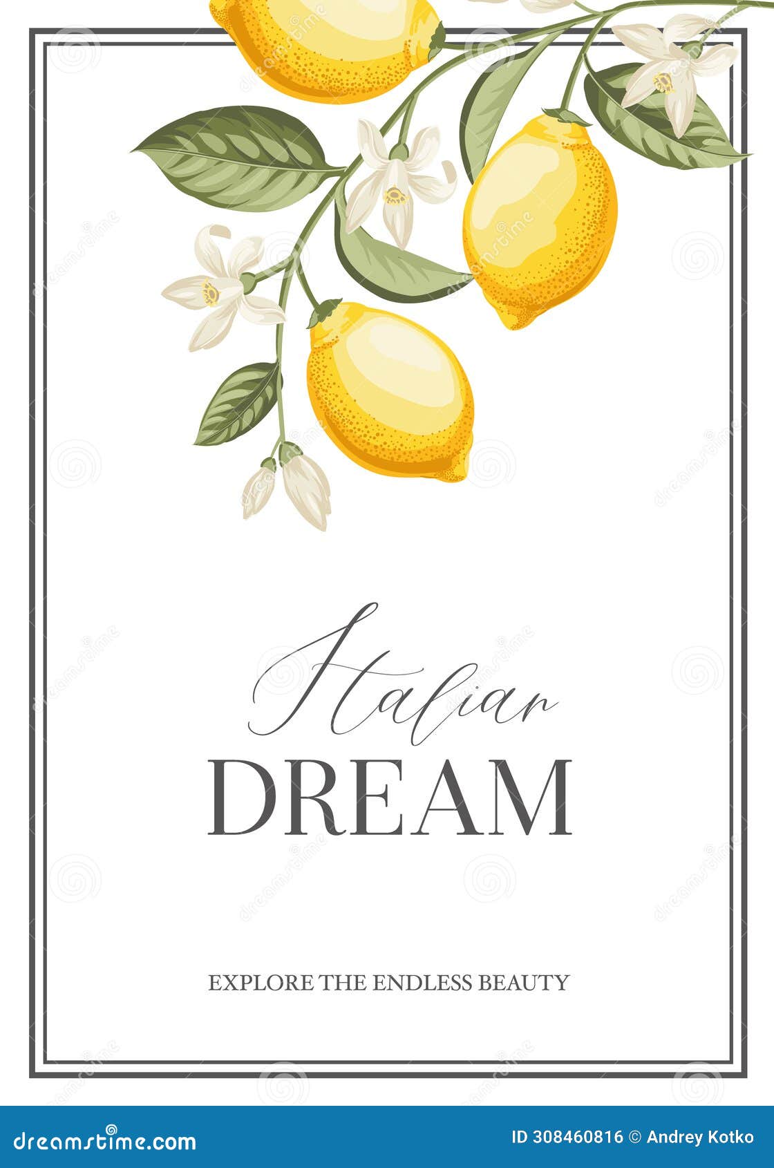 Italian Lemon Poster. Citrus Wall Art. Stock Vector - Illustration of ...
