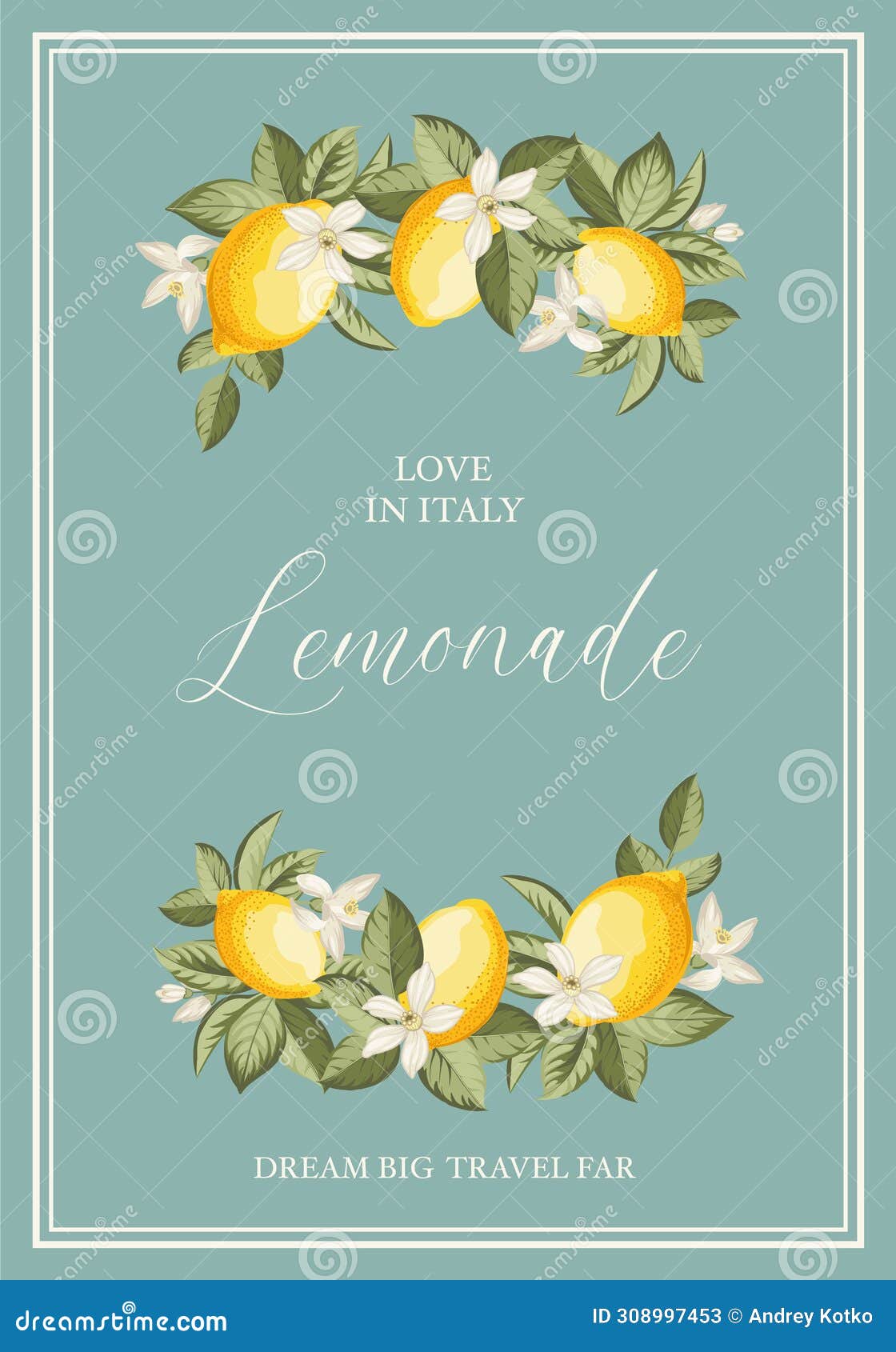 Italian Lemon Poster. Citrus Wall Art. Stock Vector - Illustration of ...