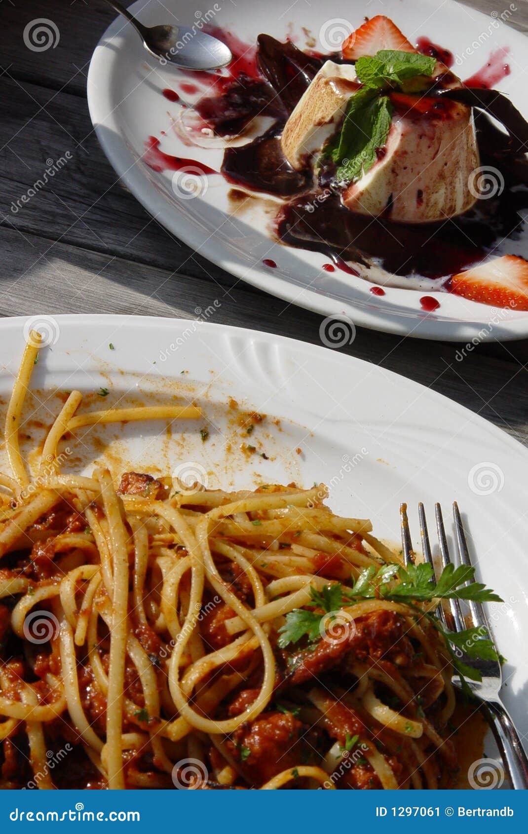 Italian lunch stock image. Image of meal, sunshine, fork - 1297061