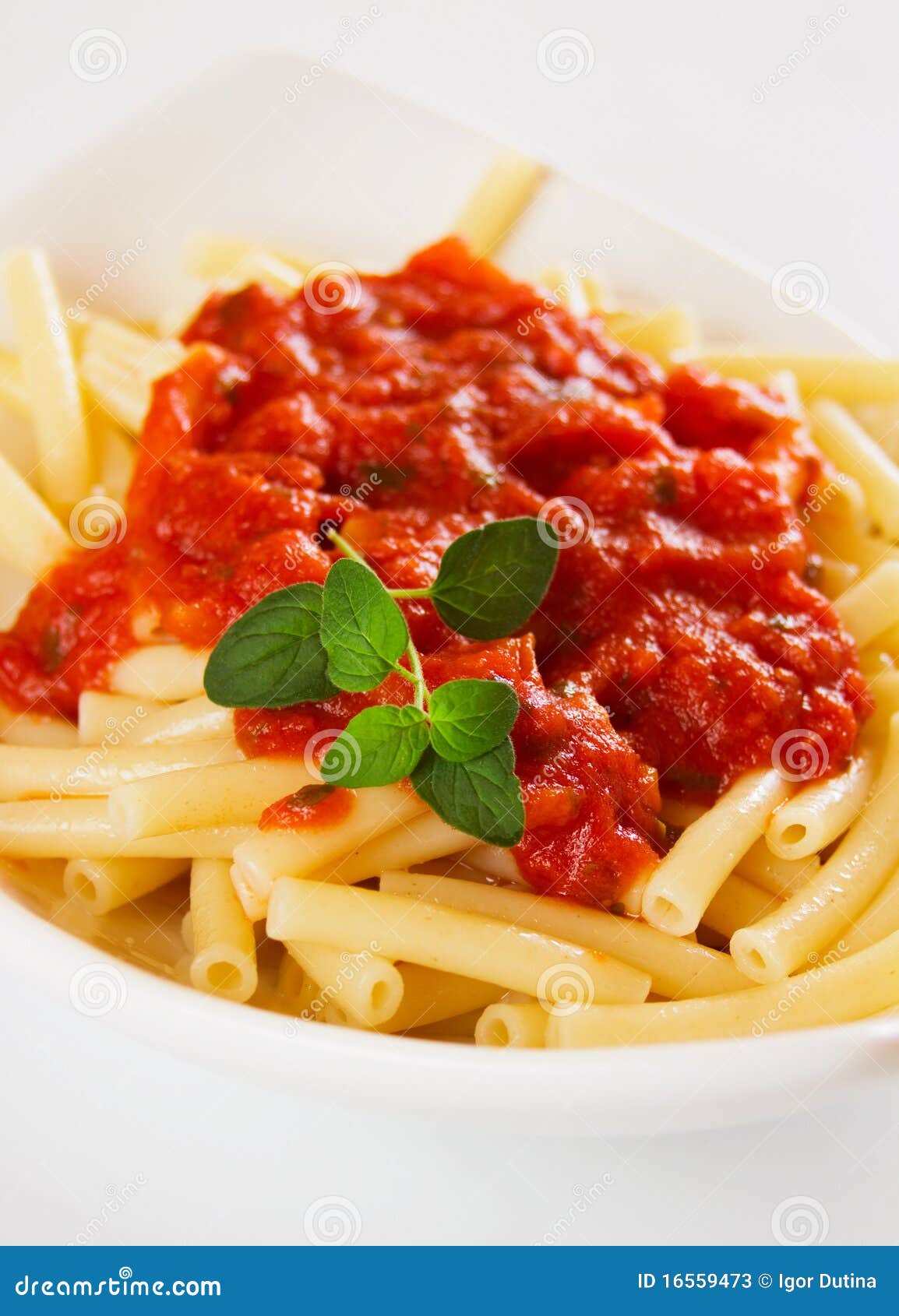 Italian Macaroni Pasta with Tomato Sauce Stock Image - Image of white ...