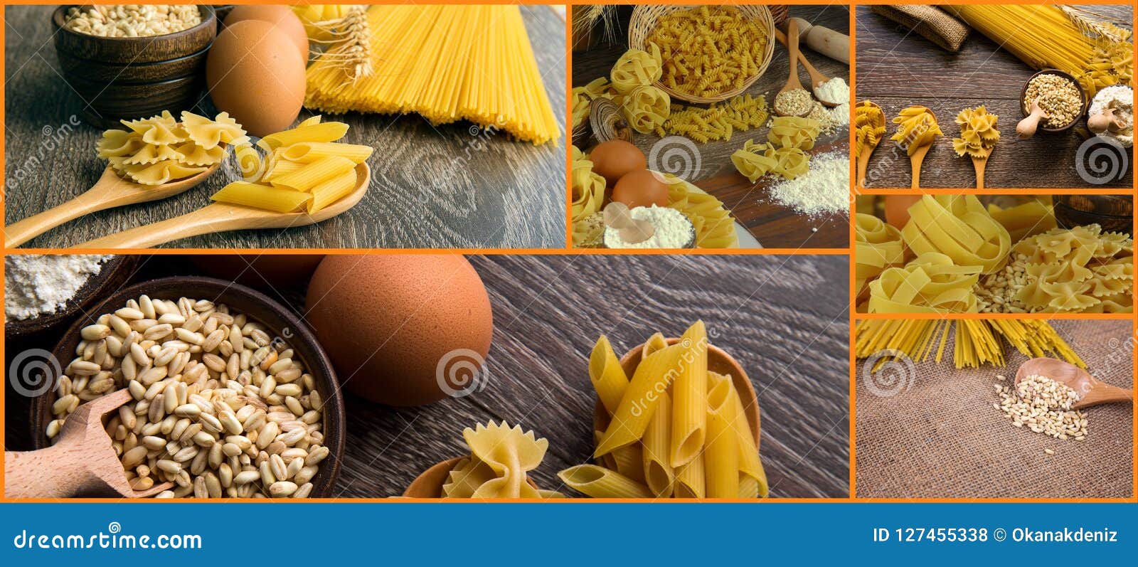 Italian Macaroni Pasta Uncooked Collage Stock Photo - Image of culture ...