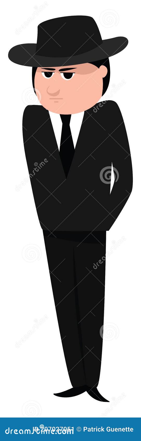 Italian Mafia Man Icon Isolated On A Black Background. Cartoon Vector ...