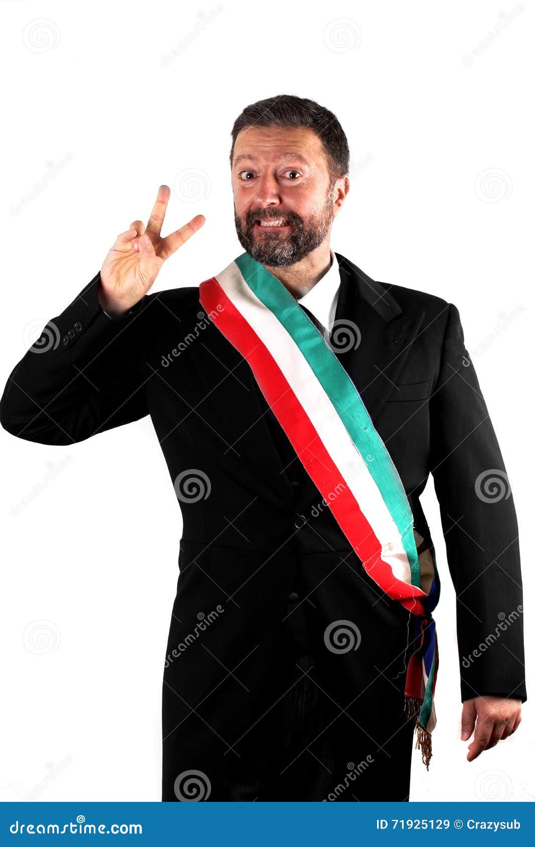 Italian Mayor With The Tricolor Flag At A Public Event Outdoors Royalty ...