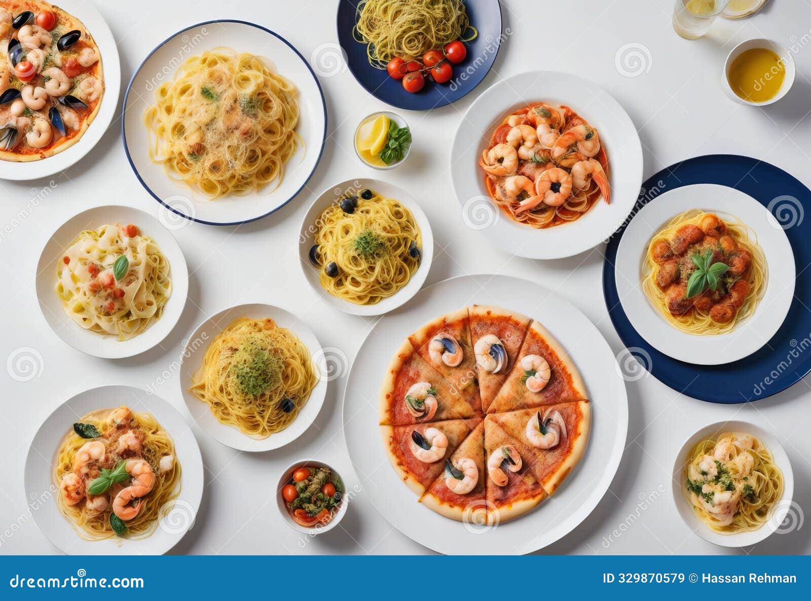 Italian Meals On Plates. Mediterranean Dishes Royalty-Free Stock ...