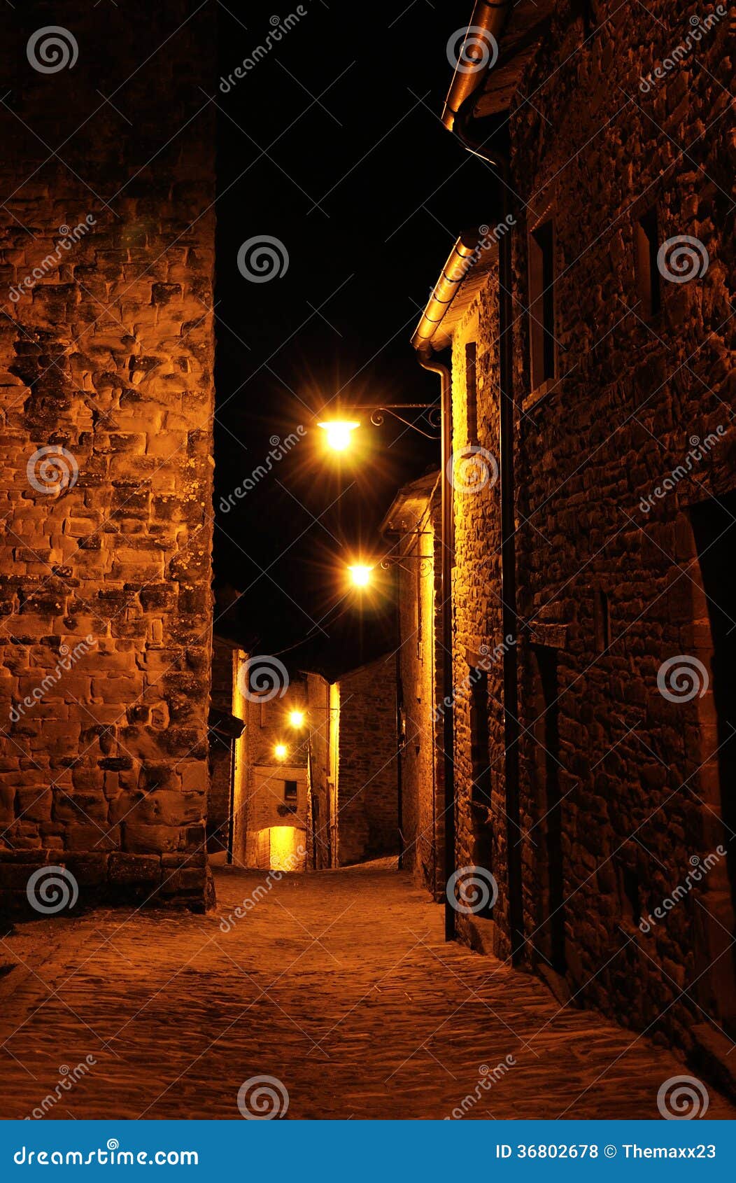 Italian Medieval Village Night View 2 Stock Photo - Image of building ...
