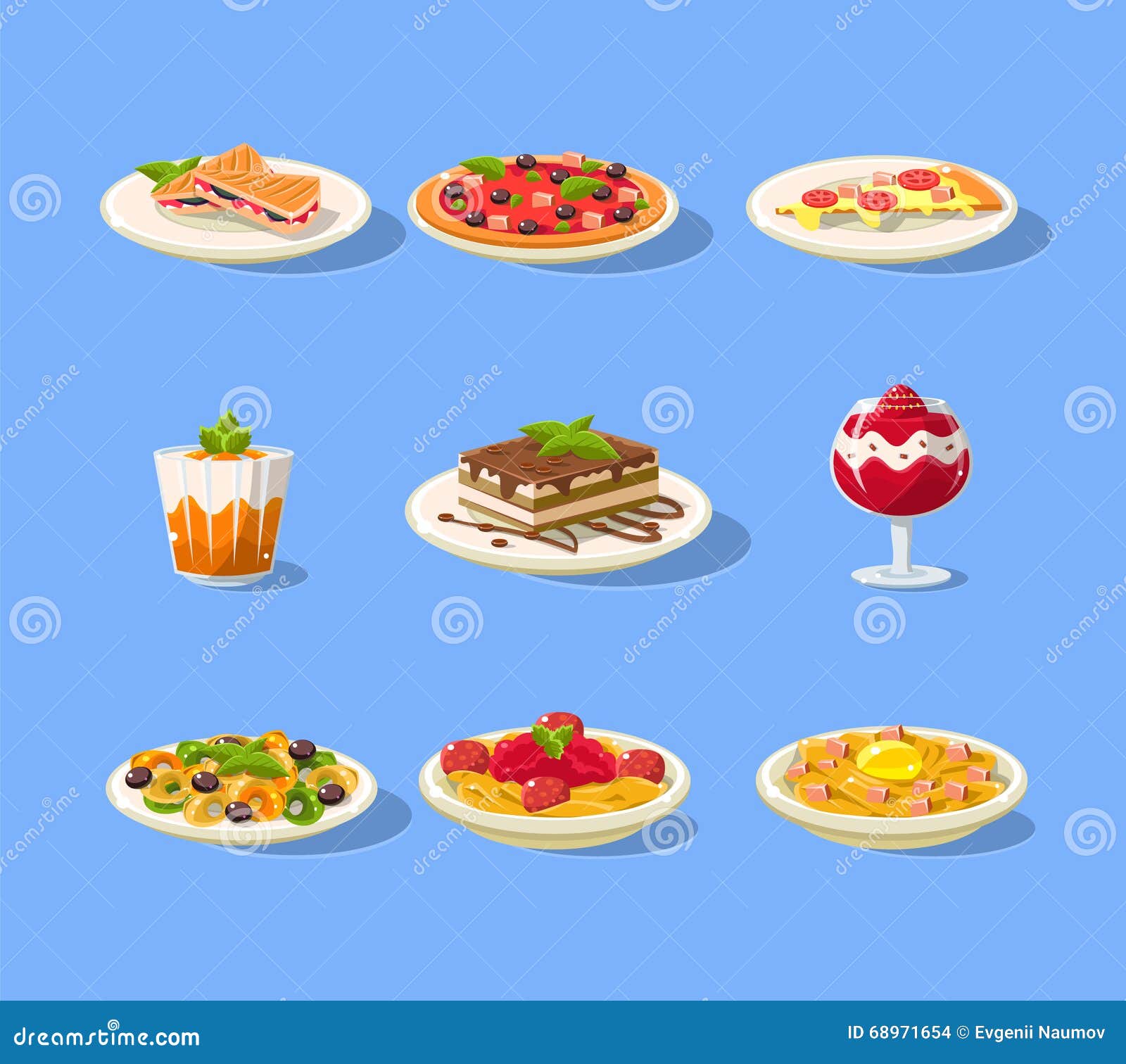 Italian Menu Set stock vector. Illustration of cake, background - 68971654