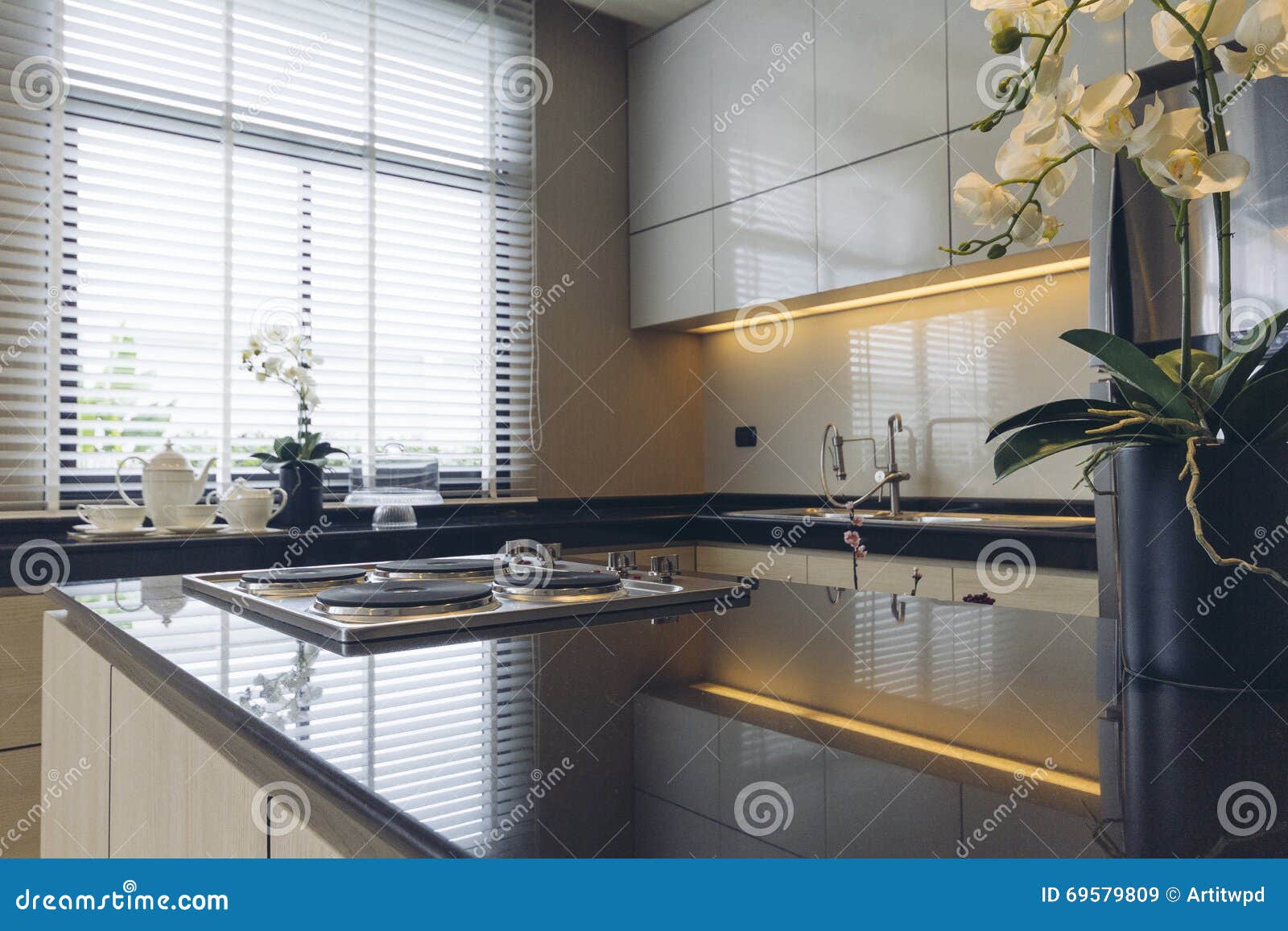 Italian Modern Model House : Kitchen Stock Image - Image of addition ...
