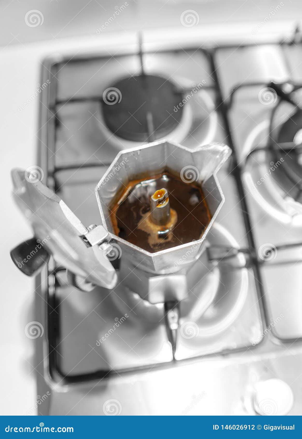 Italian Moka machine stock photo. Image of aroma, aluminum - 146026912