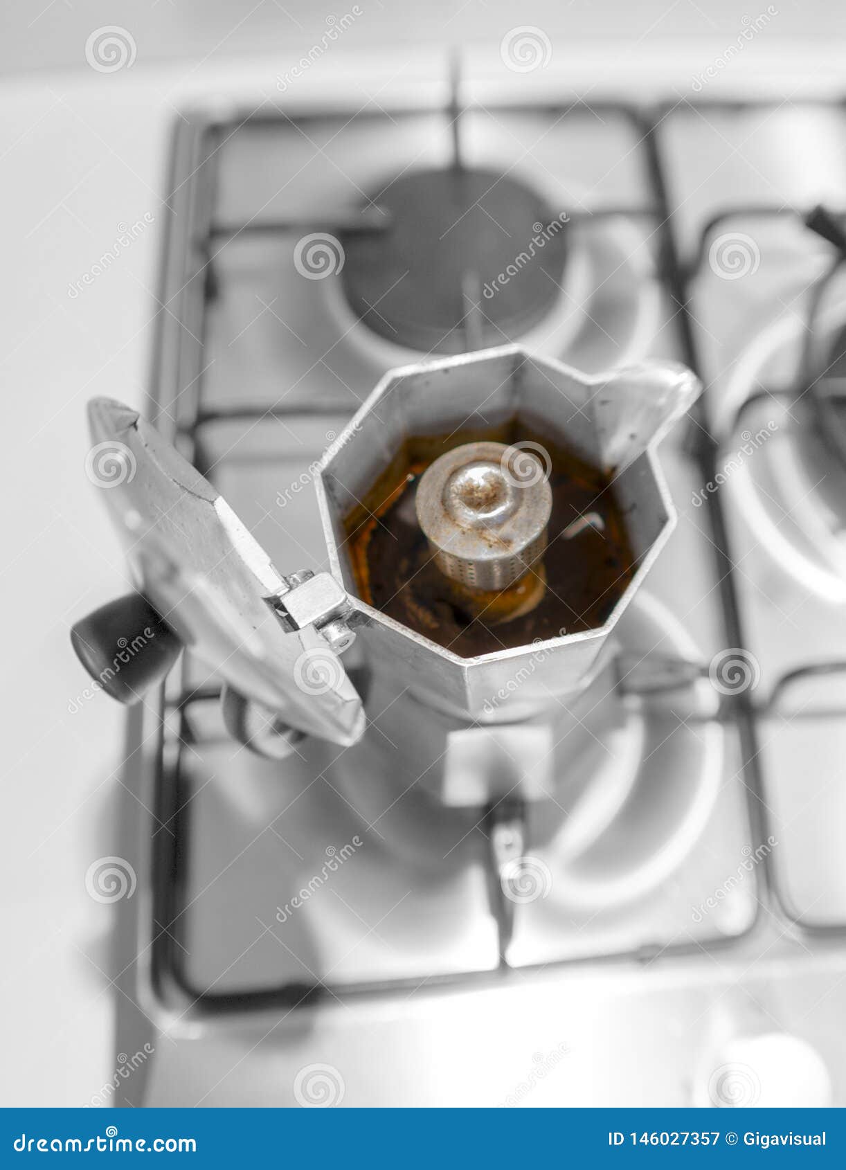Italian Moka machine stock image. Image of device, restro - 146027357