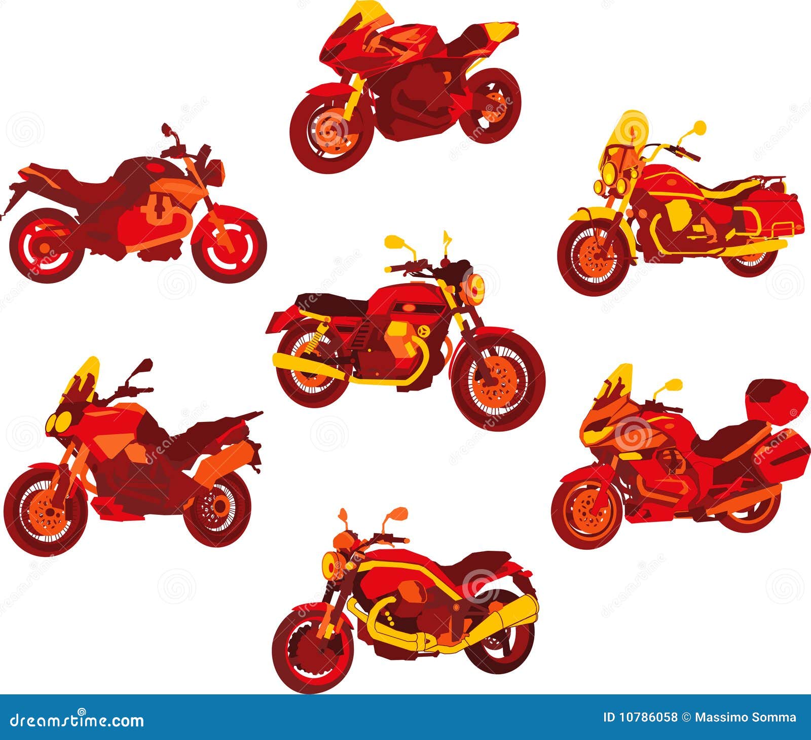 Italian Motorcycle Red Icons Stock Vector - Illustration of rear, cycle ...