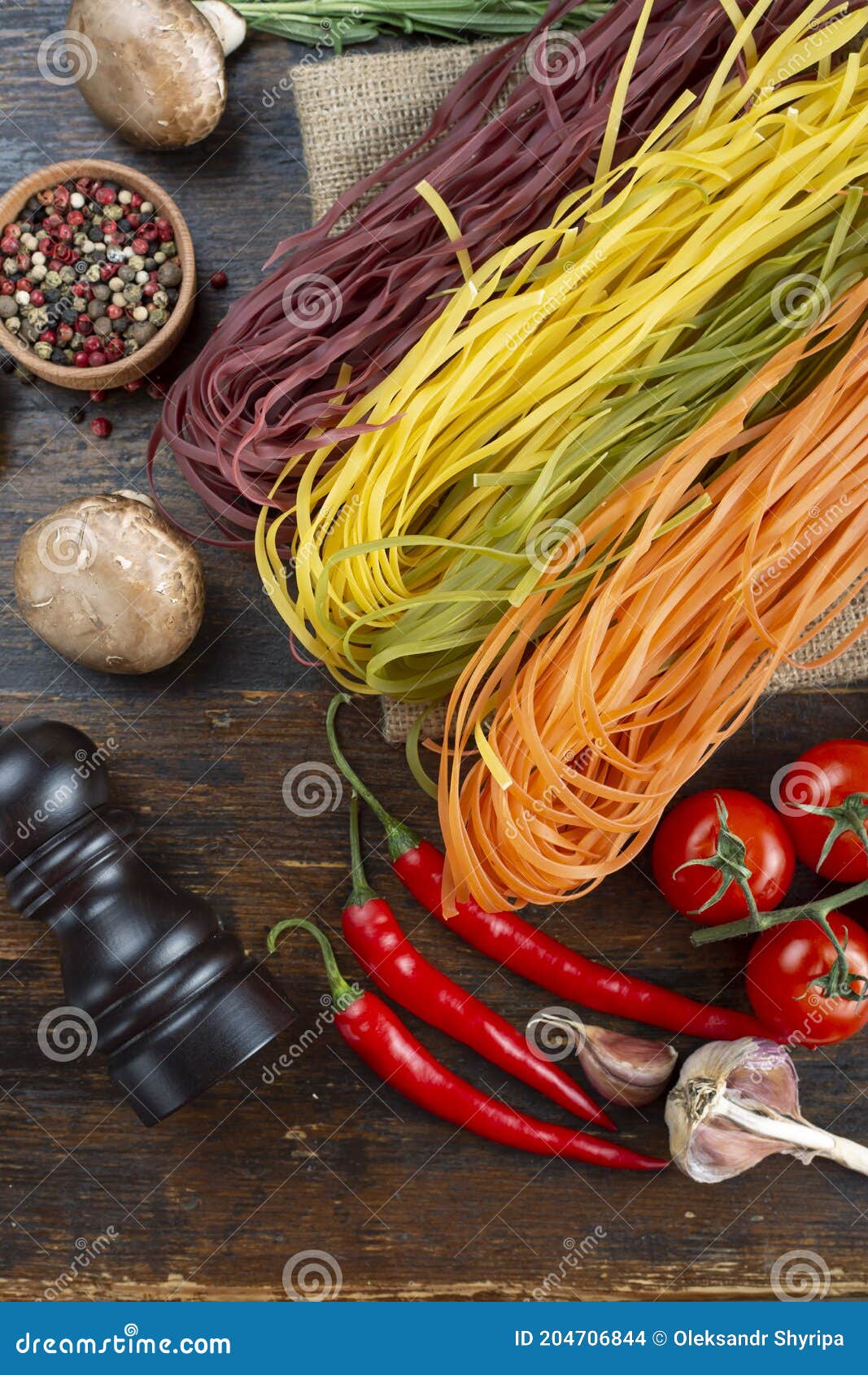 Italian Multi Colored Pasta. Italian Food Concept Stock Photo - Image ...