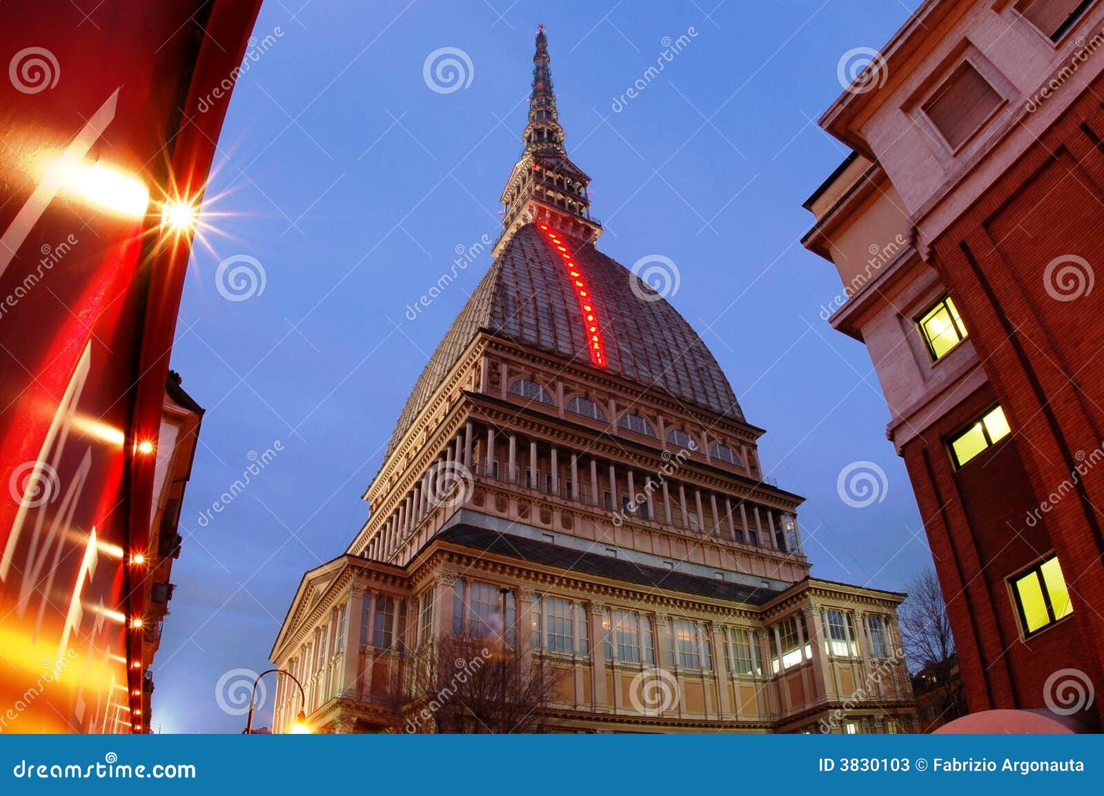 Italian Museum Tower at Night Stock Image - Image of travel, turin: 3830103
