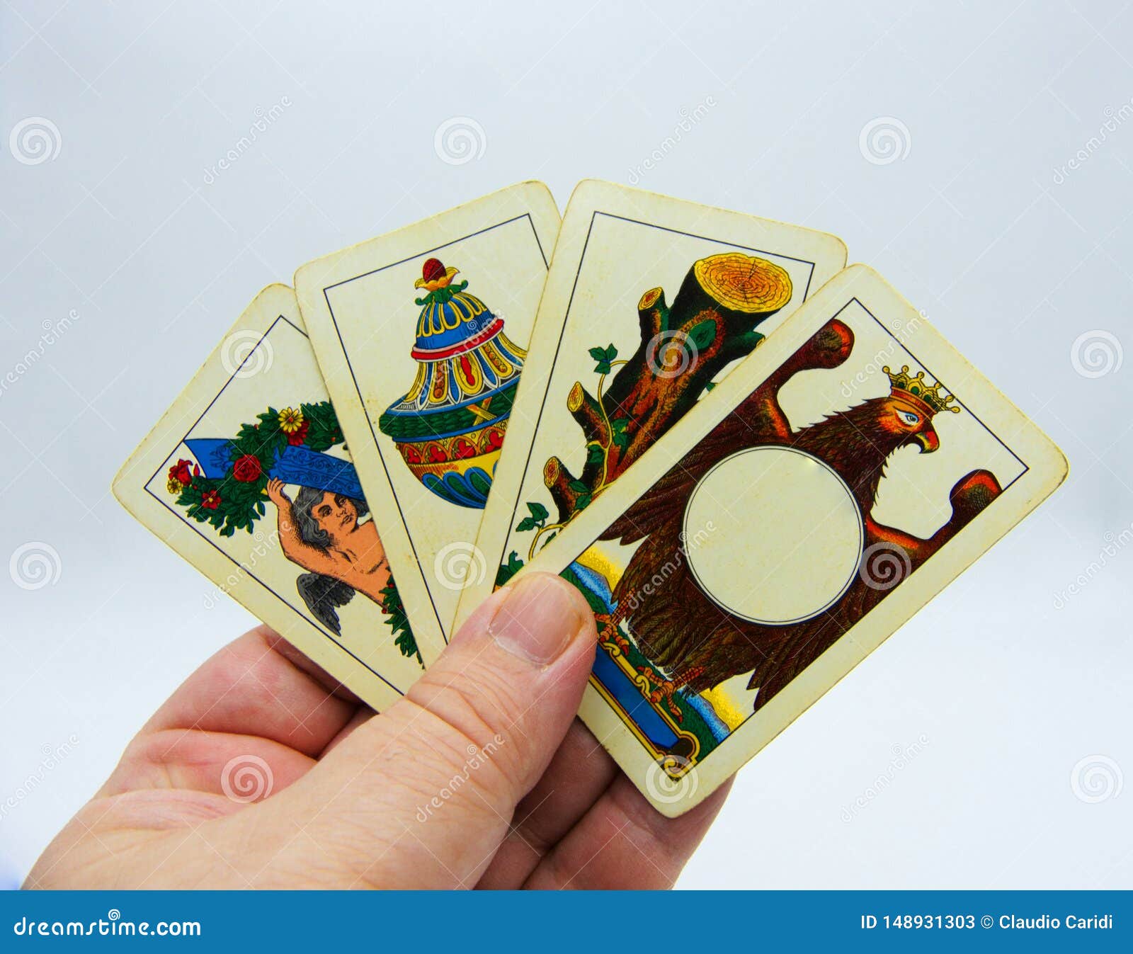 Italian Neapolitan Playing Cards on White Background Stock Image ...