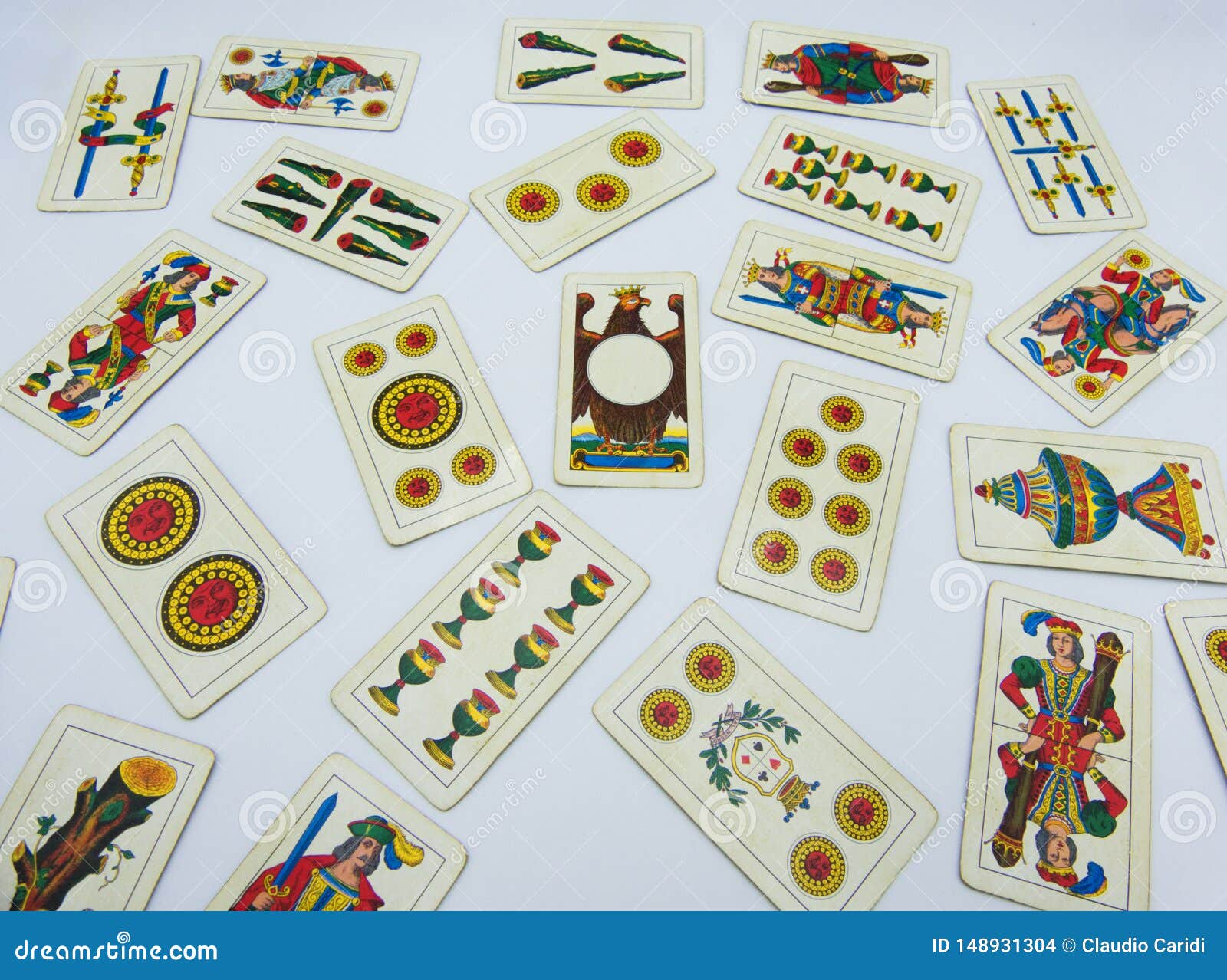 Italian Neapolitan Playing Cards on White Background Stock Photo ...