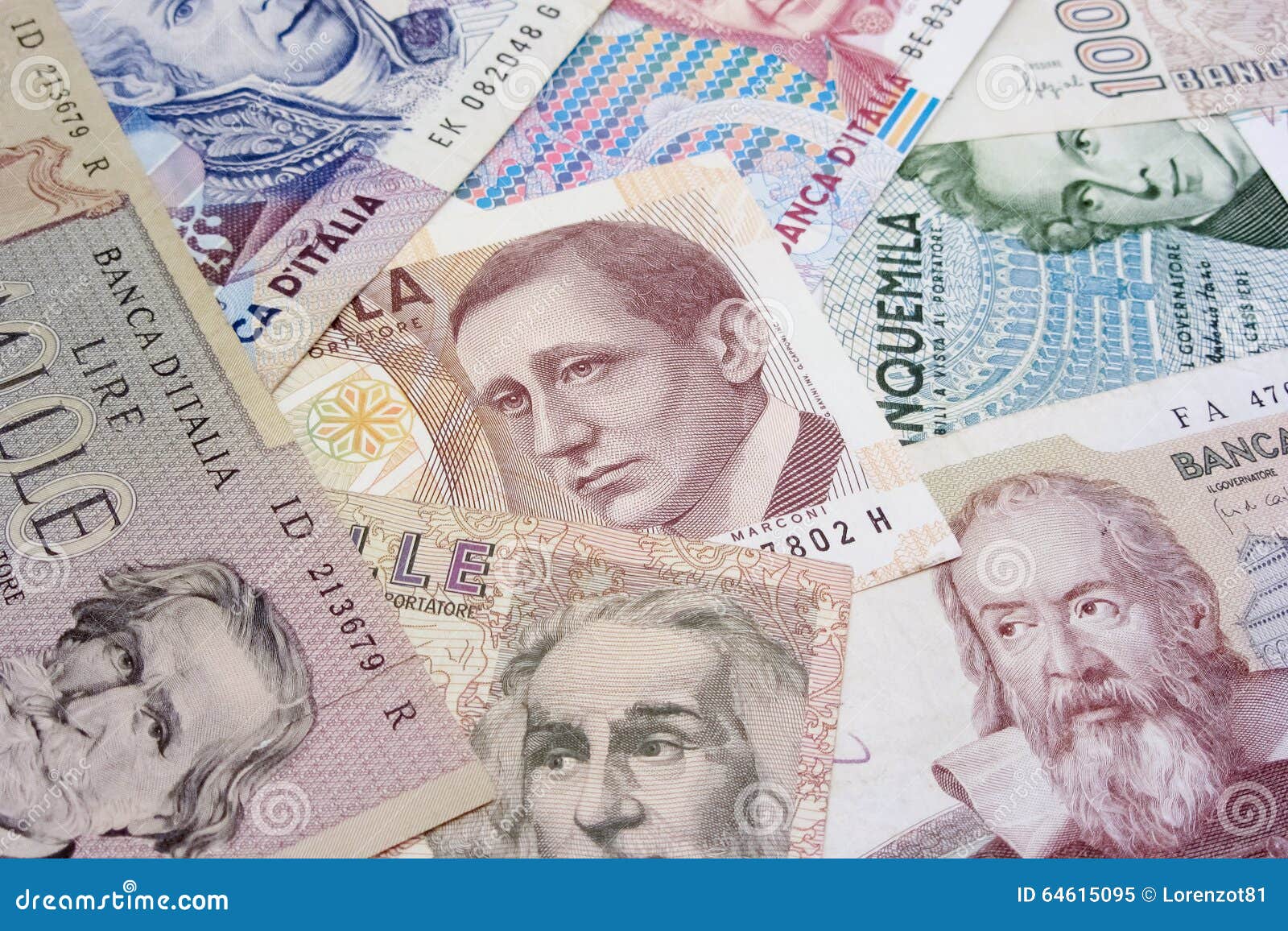 Italian old bills stock image. Image of gold, finance - 64615095