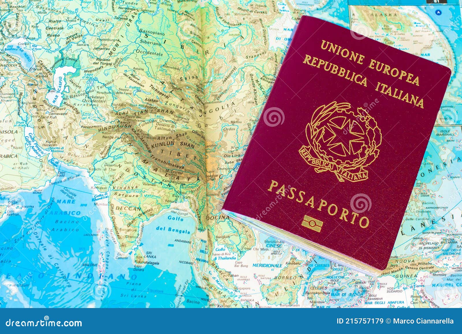 Italian Passport with Asian Map Stock Image - Image of direction ...