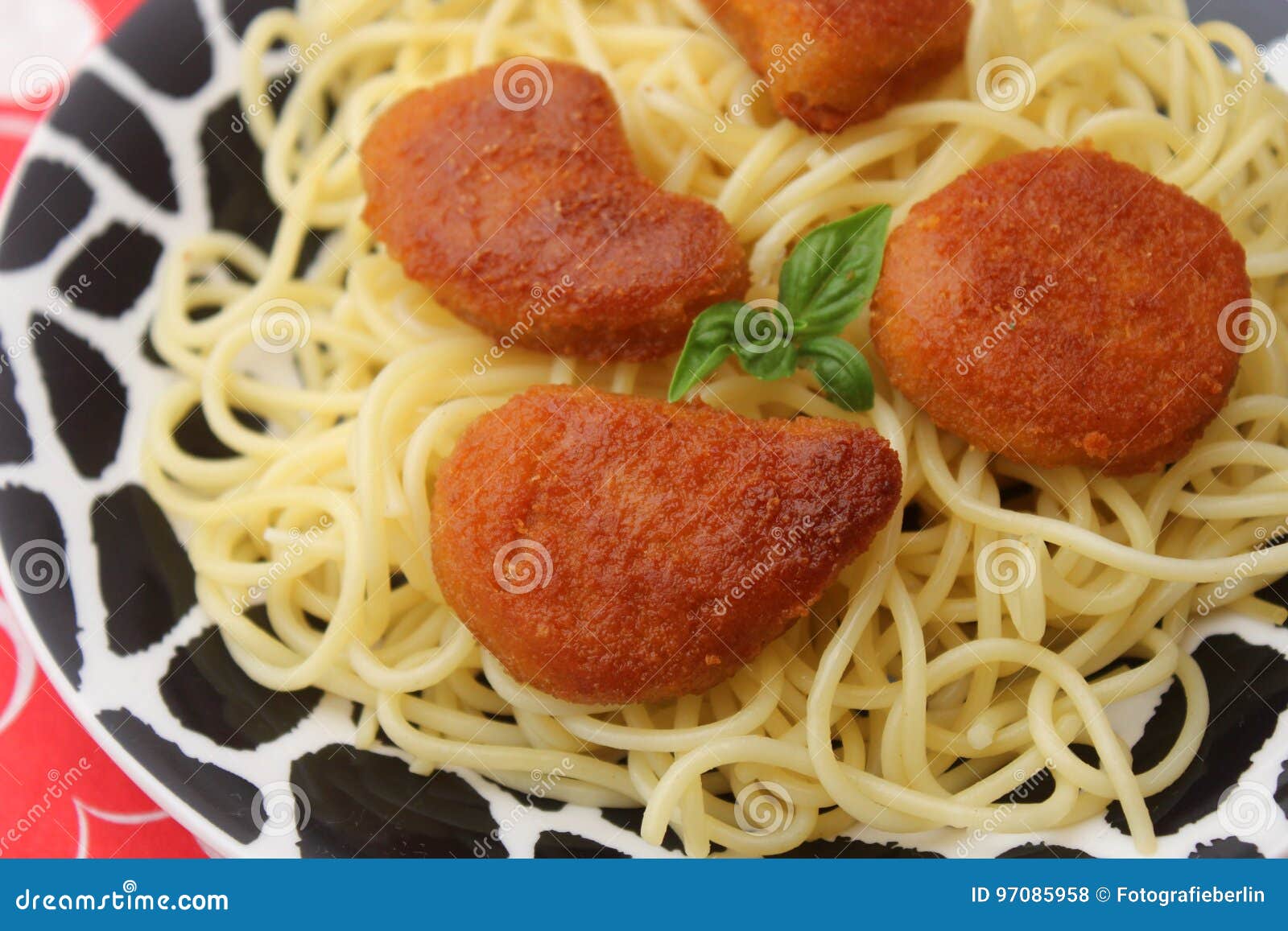 Italian Pasta with Chicken Nuggets Stock Photo - Image of pasta ...